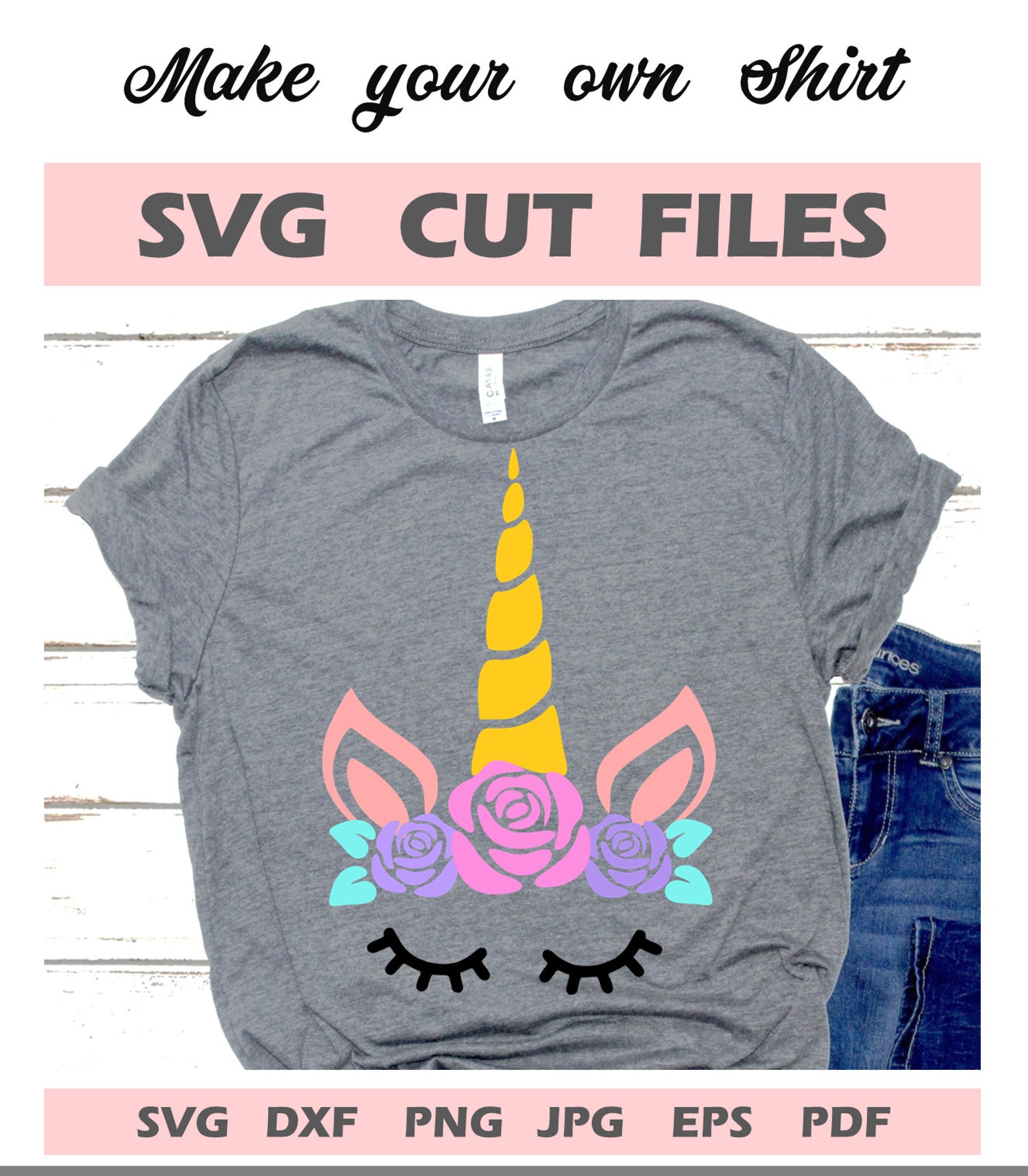 Unicorn Face With Flowers Svg for Girl Unicorn Birthday Svg | Etsy