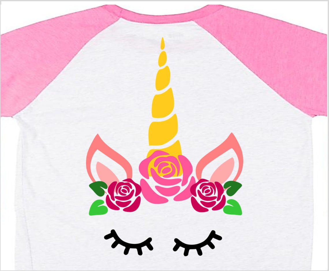 Floral Unicorn Face SVG: Birthday Party Silhouette for Cricut (digital ...