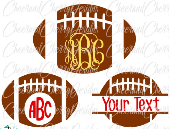 Football Svg files Football Monogram SVG Split Football | Etsy