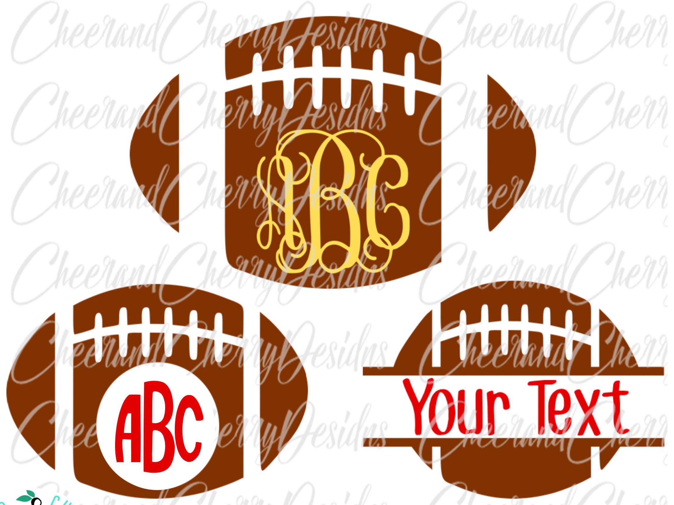 Football Svg Files Football Monogram SVG Split Football - Etsy