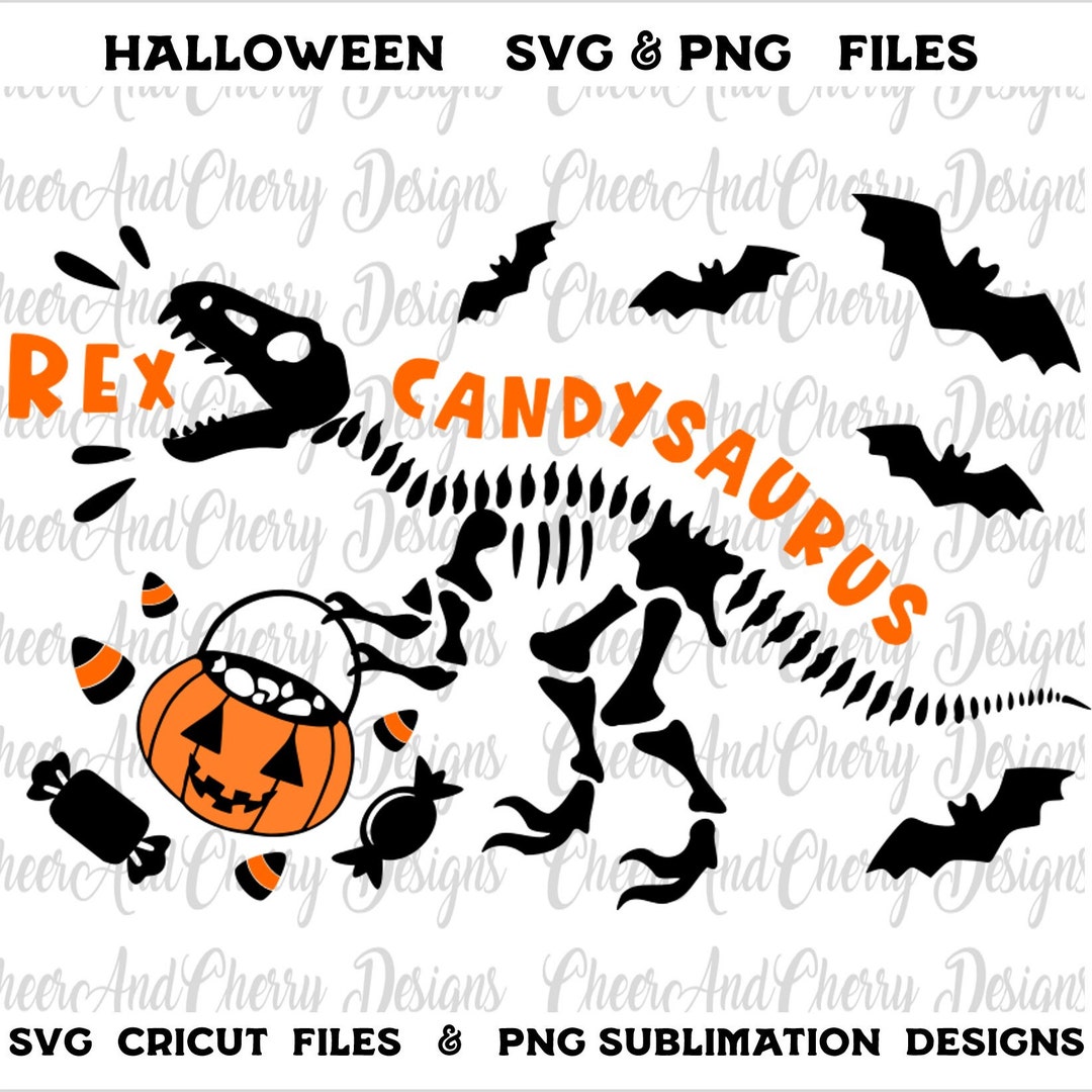 Candy Saurus Rex Svg Funny Halloween SVG Files Trick Rawr Treat Svg ...