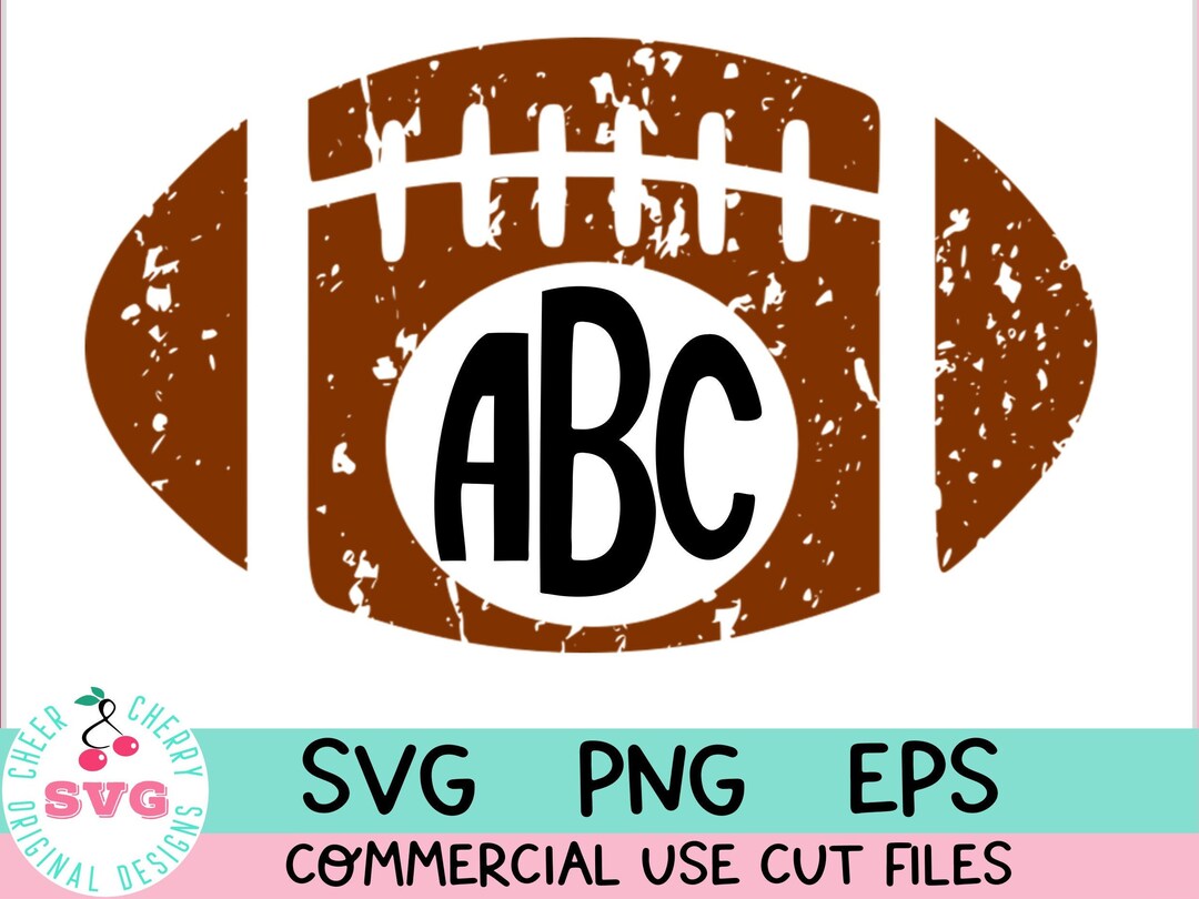 Distressed Football Monogram Svg Football Svg Grunge Football Dxf Png ...