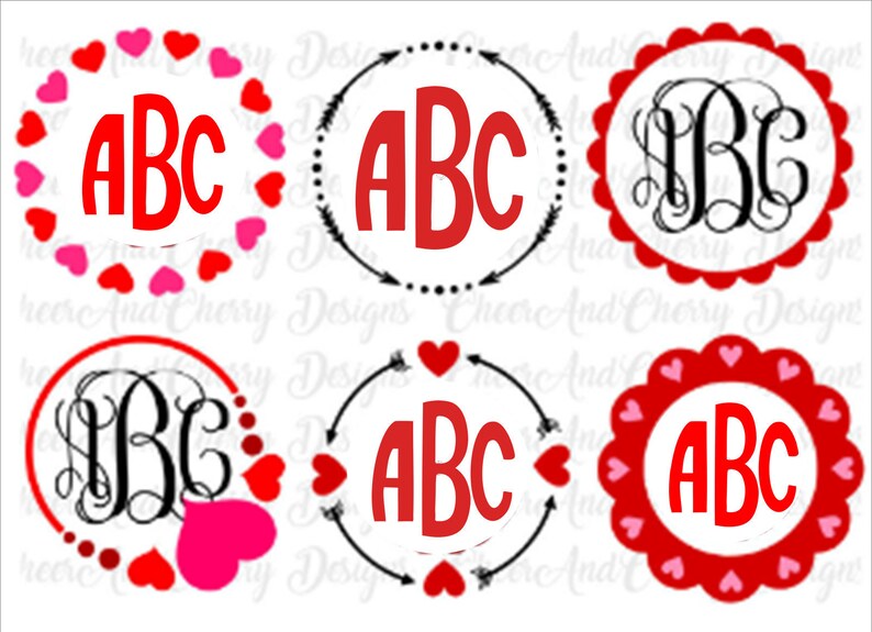 Valentines Day Monogram Svg Bundle Arrow Monogram Frame Svg - Etsy