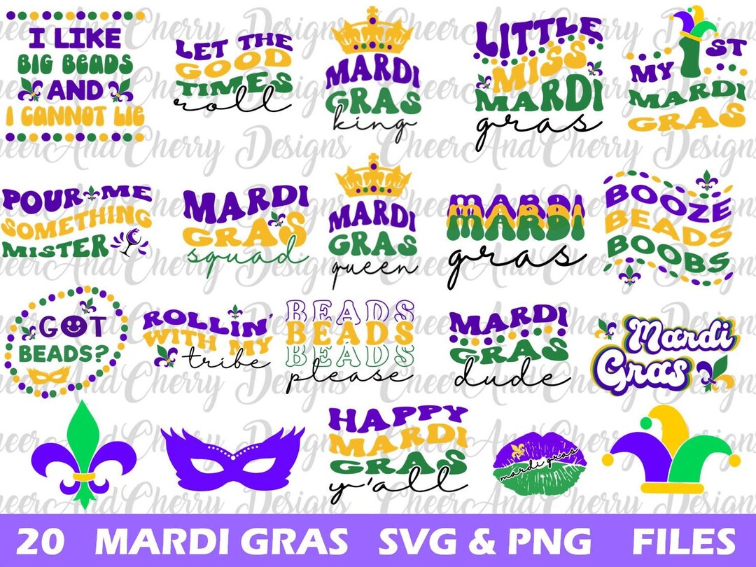 Mardi Gras SVG Bundle, Mardi Gra Sublimation PNG Files, Carnival Svg ...