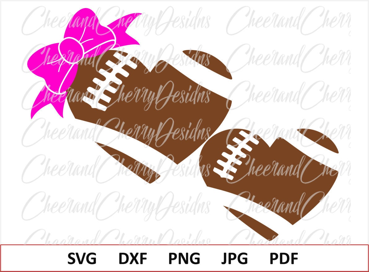 Football Heart SVG Football Bow Svg Football Monogram Svg | Etsy