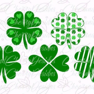 Shamrock SVG St Patricks Day SVG - Four Leaf Clover SVG, Heart Clover ...