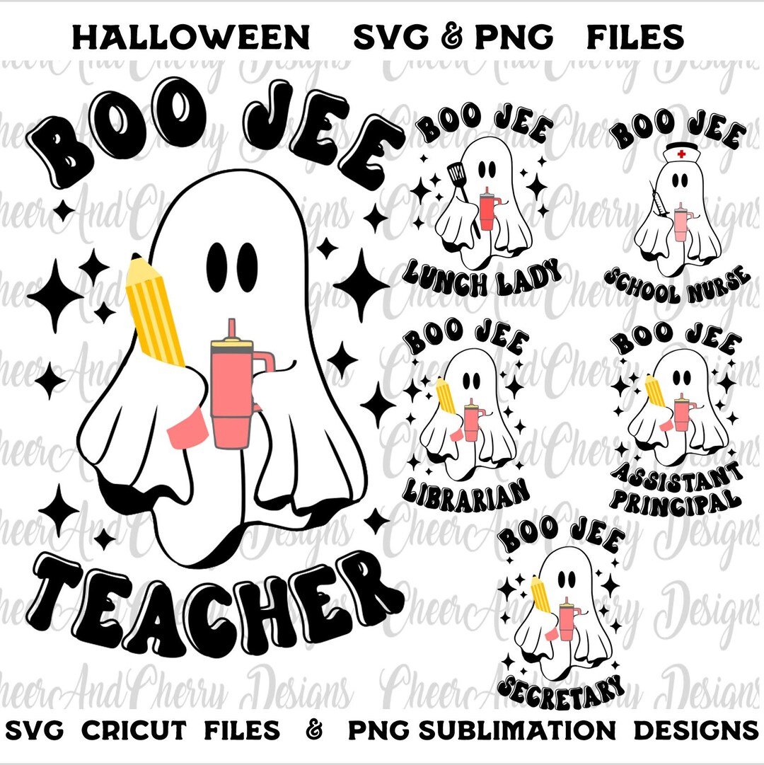 Boo Jee Teacher Svg, School Halloween Bundle Svg Spooky Nurse Svg ...