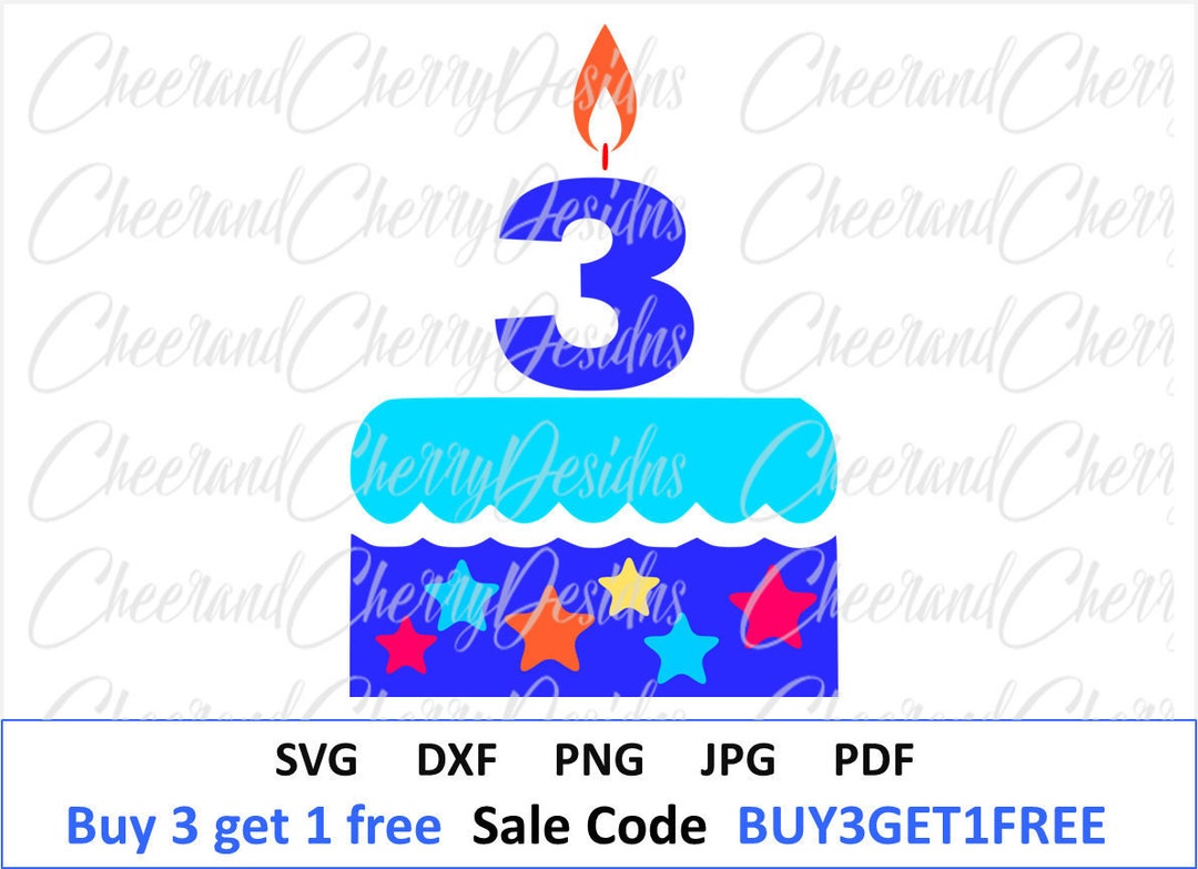 Three Birthday Svg 3 Birthday Svg Baby Svg File for Silhouette Birthday ...