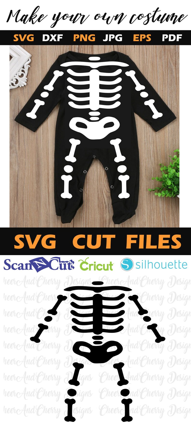 Skeleton Costume Svg File Halloween Sceleton SVG for DIY Halloween ...