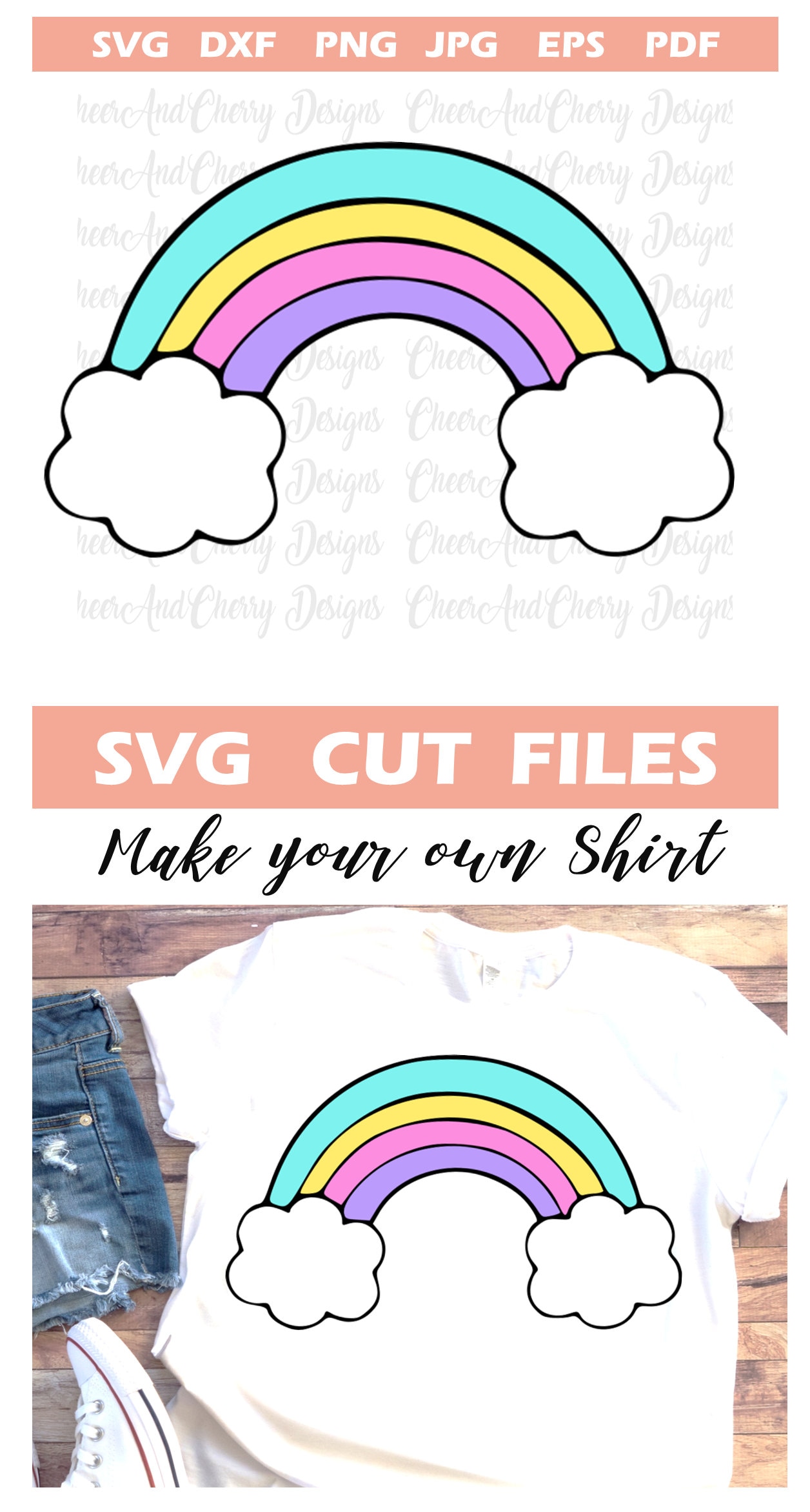 Rainbow Svg rainbow clouds Svg files for Cricut Silhouette | Etsy
