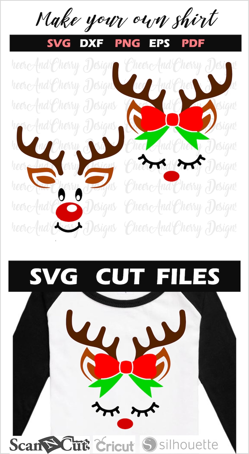 Reindeer face Svg for boy and girl Christmas SVG for Cricut | Etsy