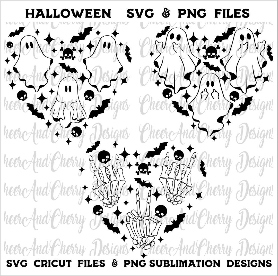 Halloween Ghost SVG PNG Bundle - Funny Ghost in Heart Svg Halloween Svg ...