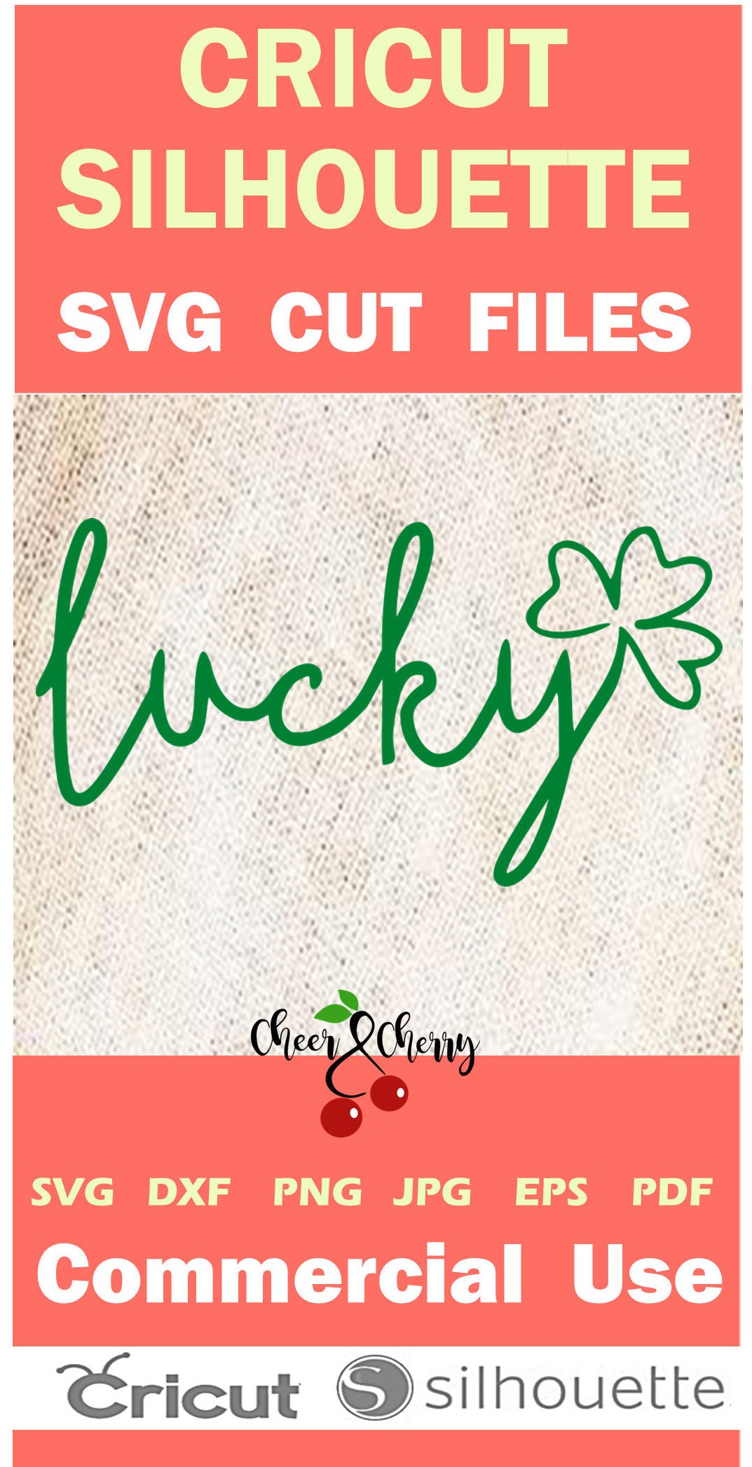 Lucky SVG Files for Cricut Silhouette Iron On, Hand Lettered Svg, St ...