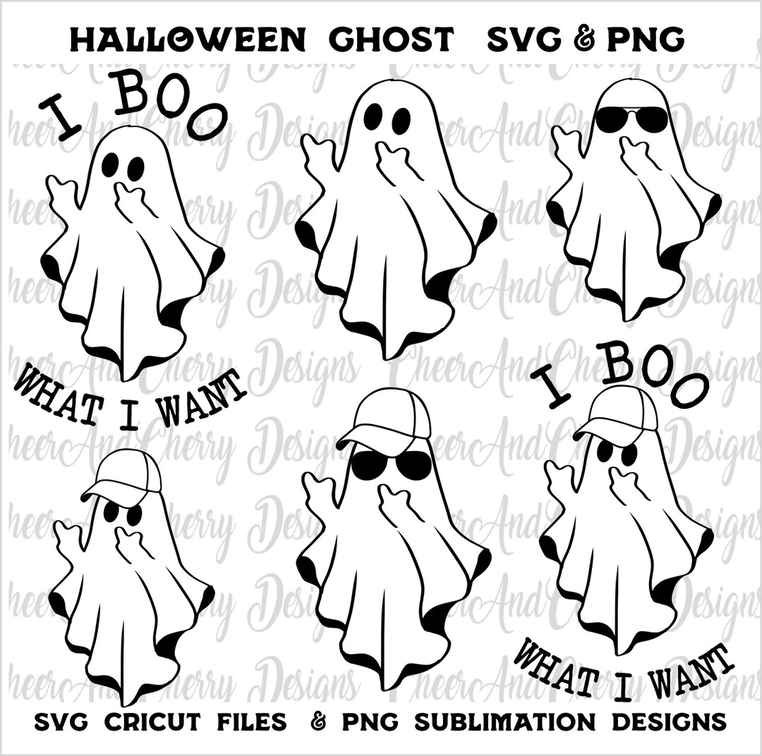 Ghost Middle Finger Svg for Cricut Cameo Retro Halloween Svg Bundle ...