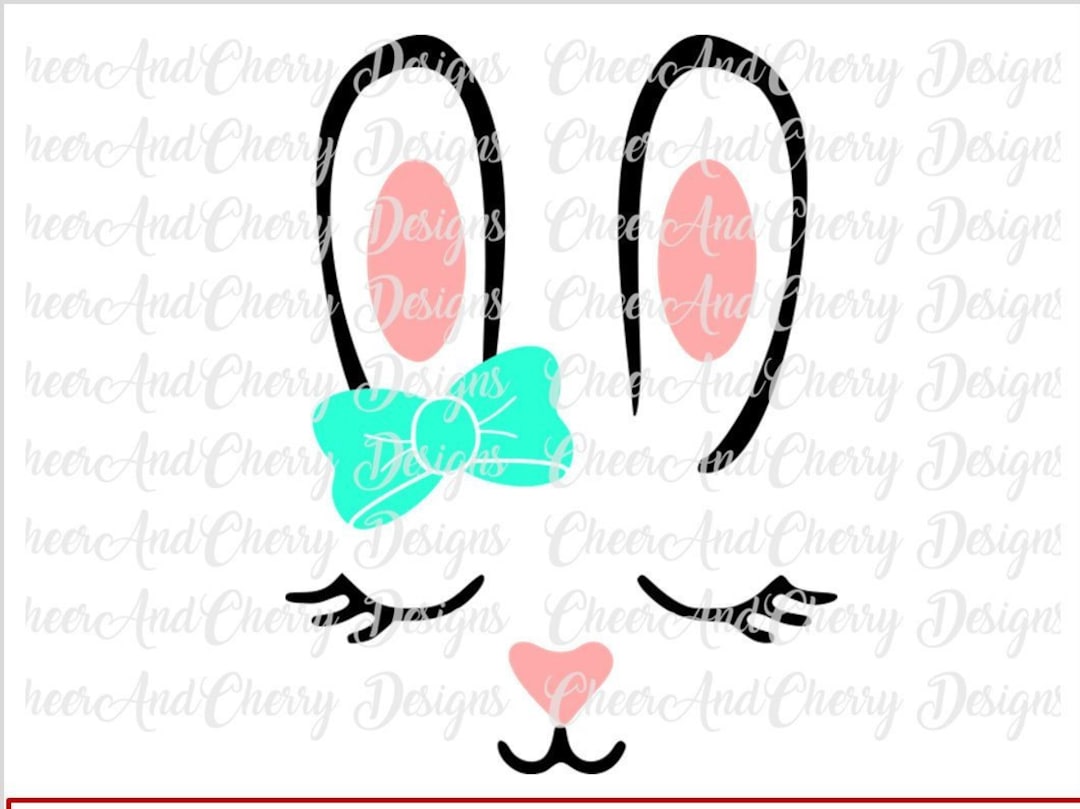 Girl Bunny Face Svg, Easter Bunny Svg Bunny With Bow, Girl Easter Svg ...