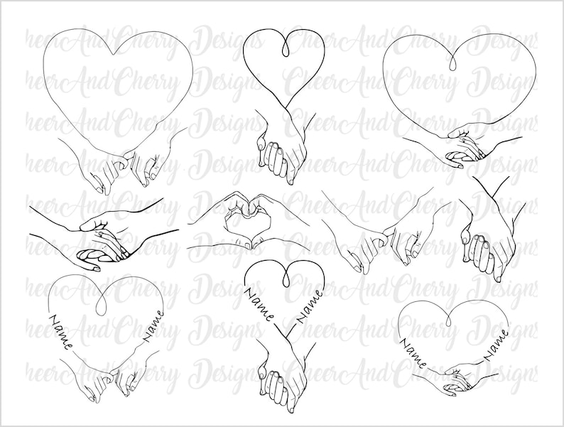 Custom Holding Hands SVG PNG Bundle 10 Designs Valentines - Etsy UK