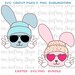 Easter Bunny Face SVG PNG Bundle Retro Easter SVG Bunny With Glasses ...