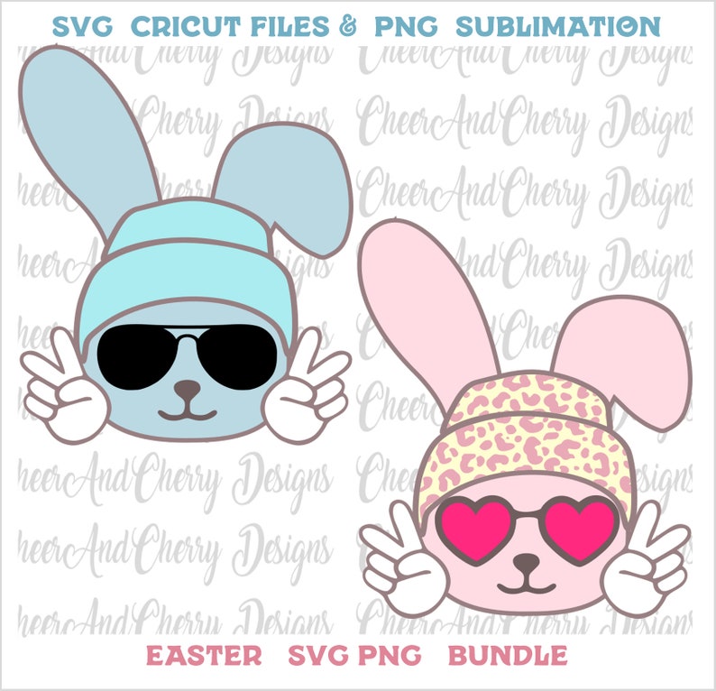 Easter Bunny Face SVG PNG Bundle Retro Easter SVG Bunny With Glasses ...
