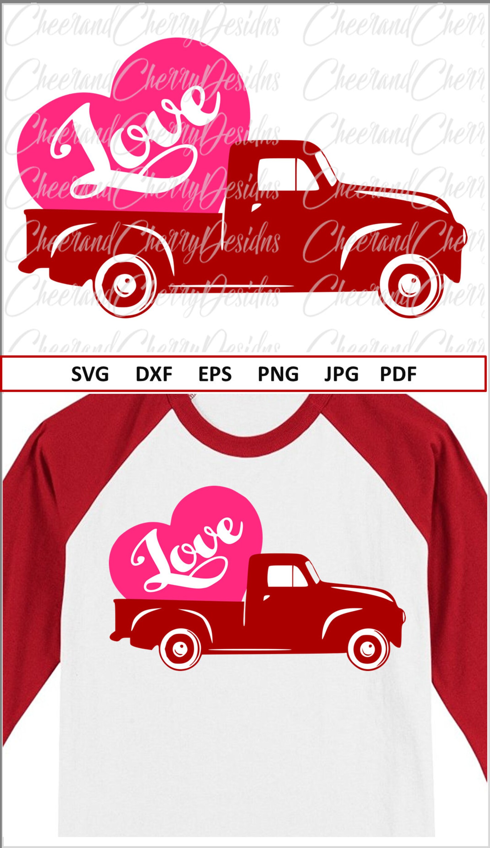 Red Truck Svg Valentine SVG File Silhouette Valentines Truck | Etsy