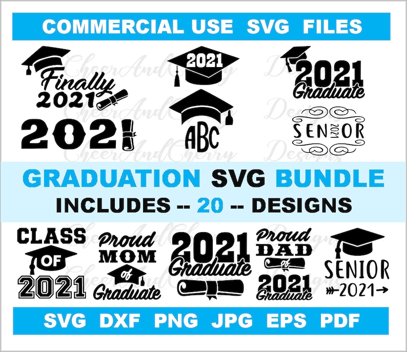 Graduation SVG Bundle 20 Designs Svg Dxf Png Cut Files for | Etsy