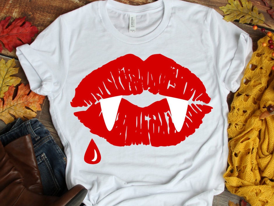 Halloween Lips svg vampire lips svg halloween svg fangs | Etsy