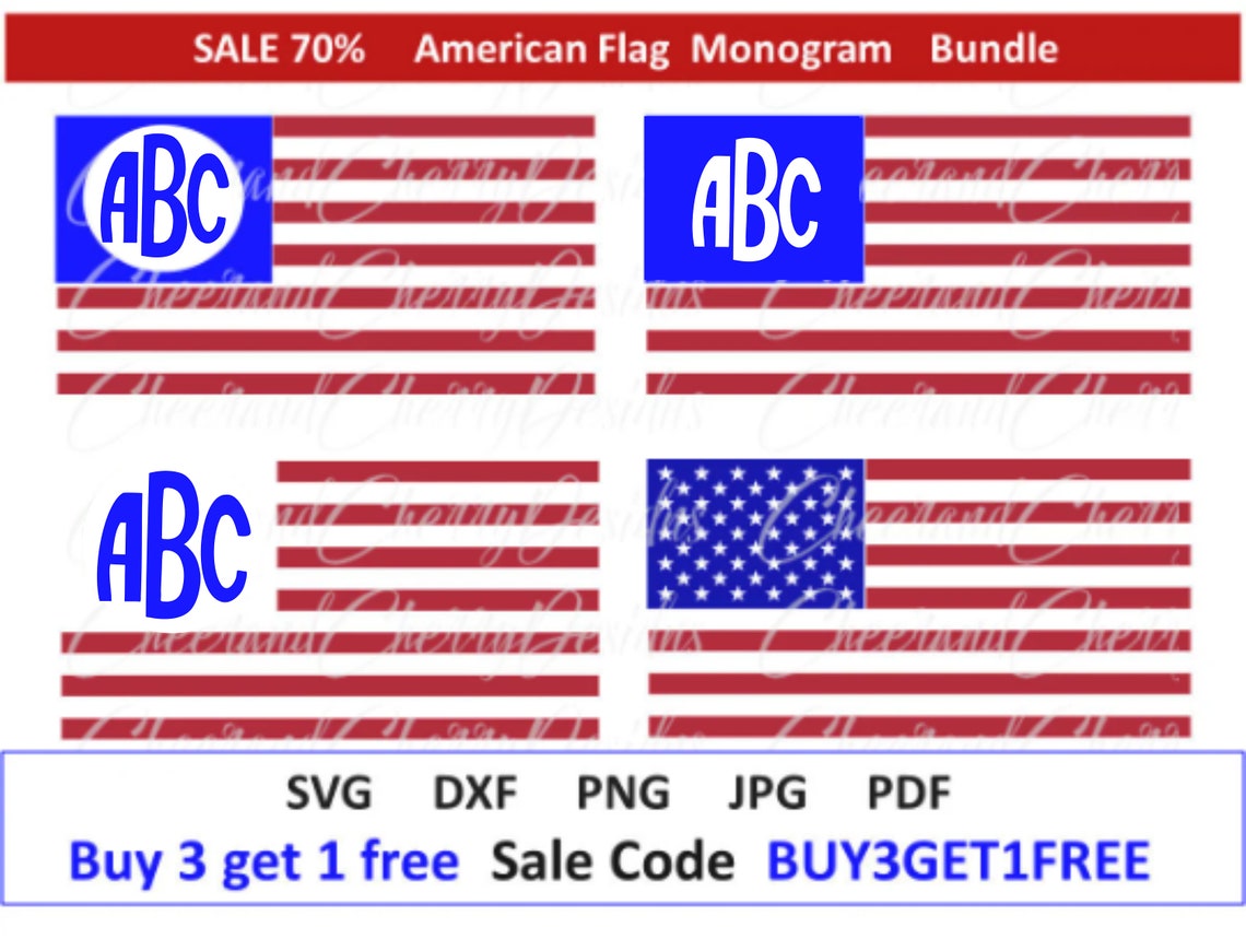 US Flag Monogram Svg American Flag Svg 4th of July Svg - Etsy