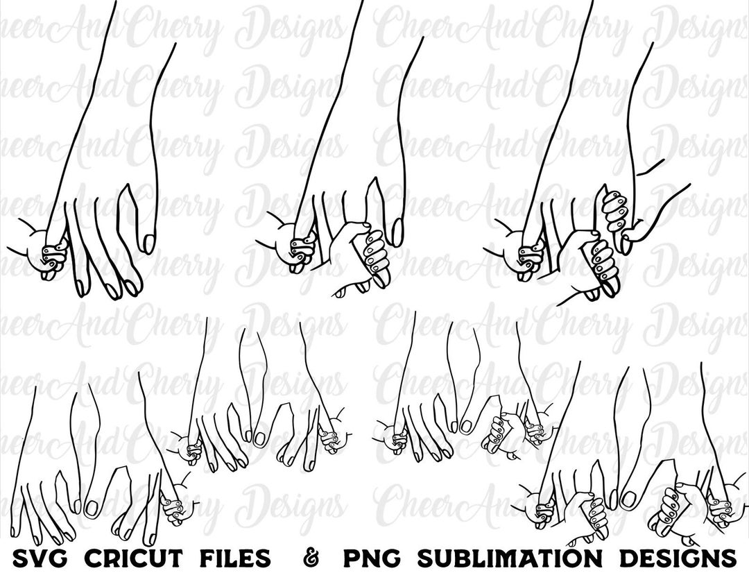 Mama and Baby Holding Hands SVG PNG Bundle, Mothers Day Svg Files ...