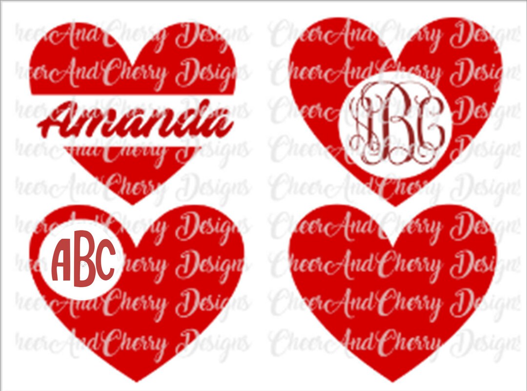 Heart Monogram Svg for Valentines Day Svg Files for Cricut Silhouette ...