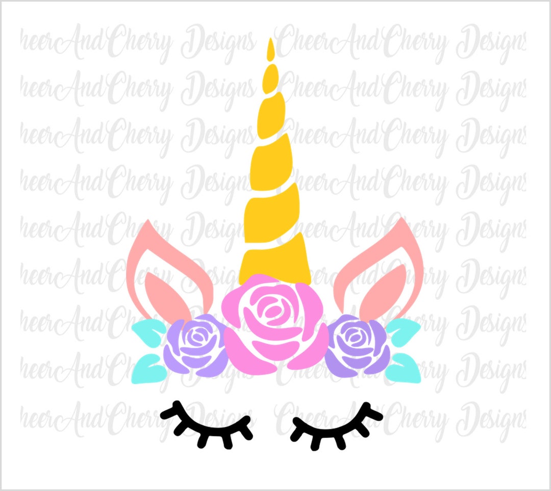 Unicorn Face With Flowers Svg for Girl Unicorn Birthday Svg, Cute ...