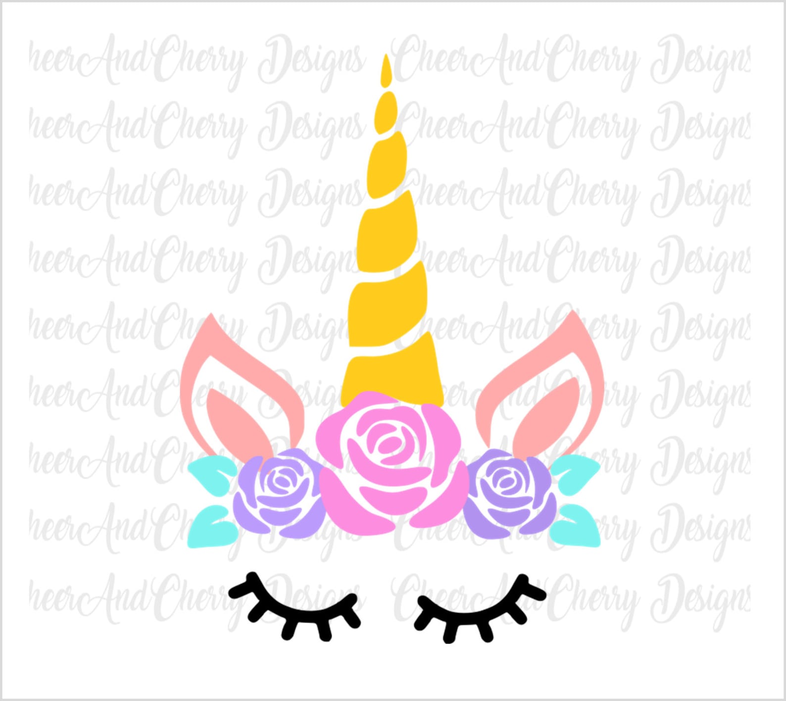 Unicorn Face With Flowers Svg for Girl Unicorn Birthday Svg | Etsy