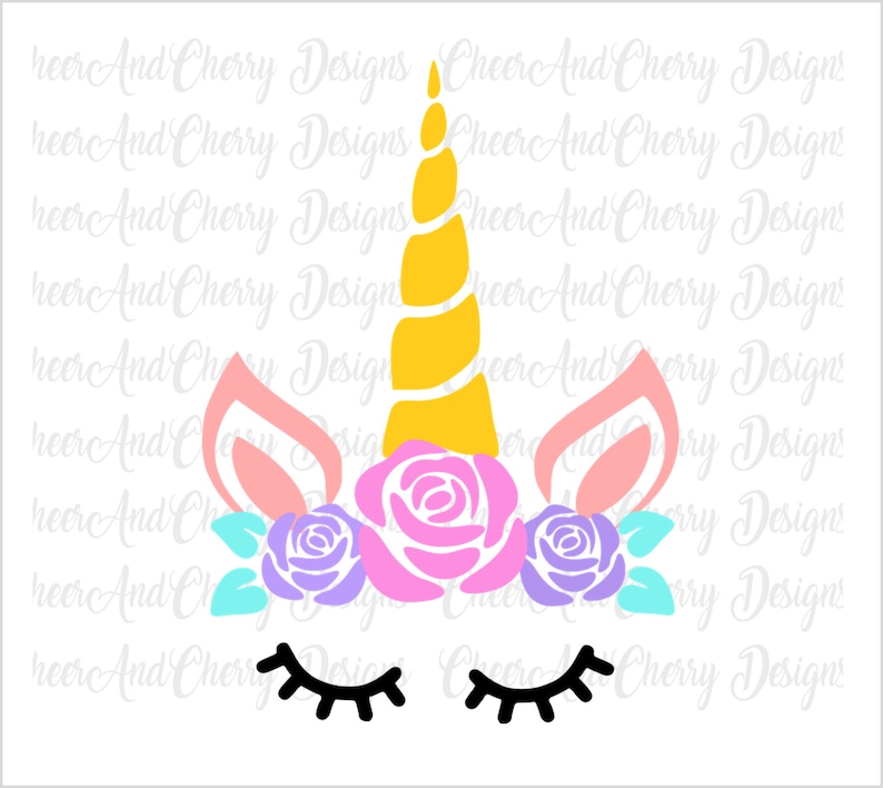 Unicorn Face With Flowers Svg for Girl, Unicorn Birthday Svg, Cute ...