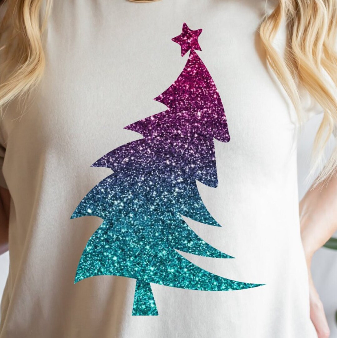 Glitter Christmas Tree PNG SVG Cute Christmas Svg Holidays Shirt DTF ...