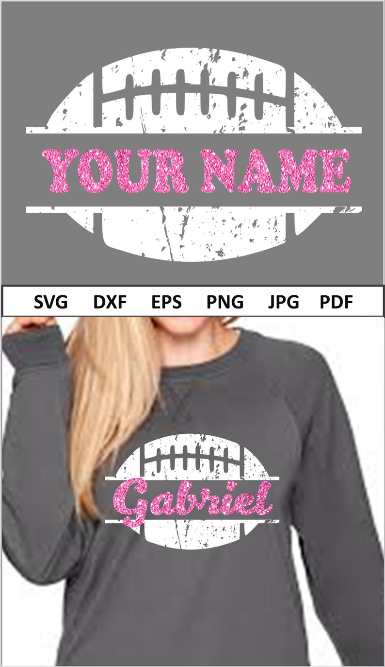 Split Football Monogram Svg Dxf Distressed Football Monogram | Etsy