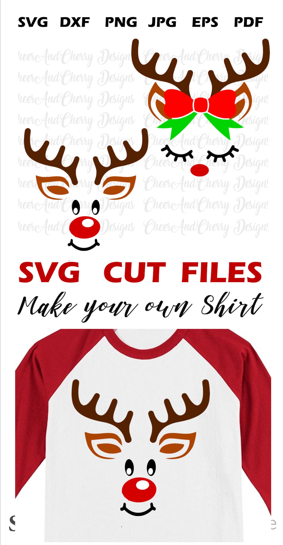 Reindeer Face Svg for Boy and Girl Christmas SVG for Cricut - Etsy