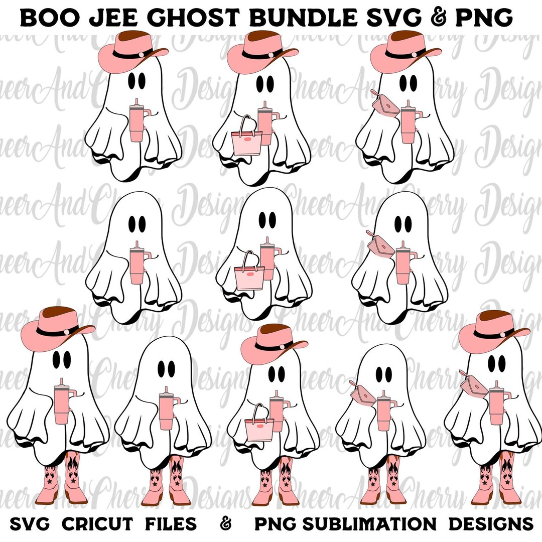 Boo Jee Svg Bundle, Boujee Svg Boo-jee Ghost Svg Western Ghost With Cup ...
