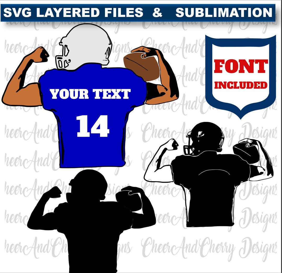 Custom Football Player Svg Bundle Football Layered Svg Free Font ...