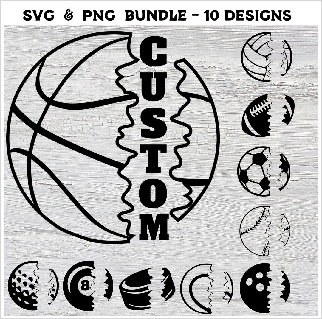 Sports Ball Svg Png Bundle 10 Files - Split Balls Set FREE FONT ...