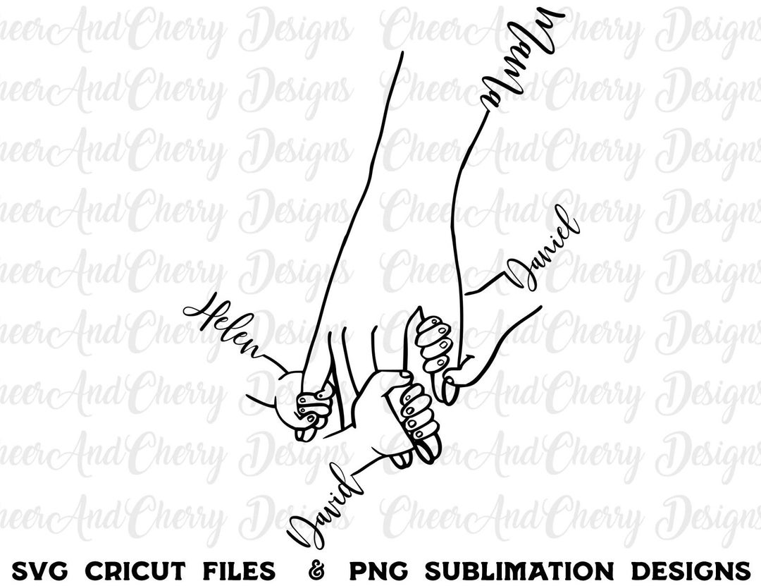 Mamá y 3 niños cogidos de la mano SVG Archivos PNG de manos de mamá y ...