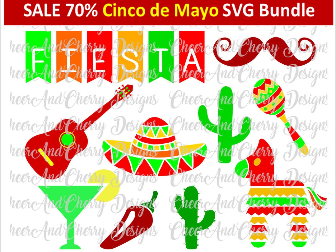 Cinco De Mayo SVG Bundle Clipart Mexico SVG Fiesta Clip Art - Etsy