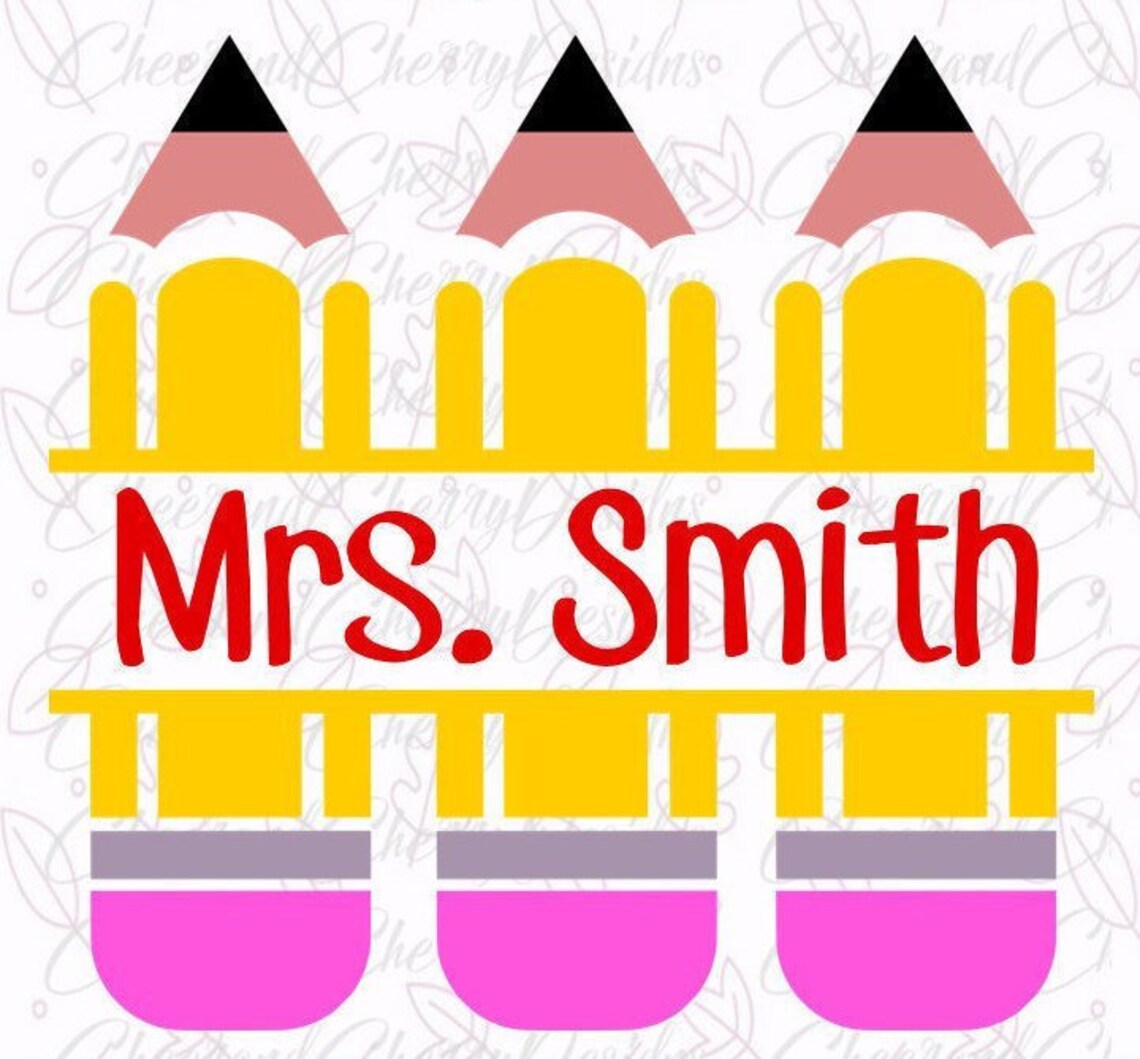 Split Pencil Monogram SVG Pencil Svg for Teacher Monogram - Etsy