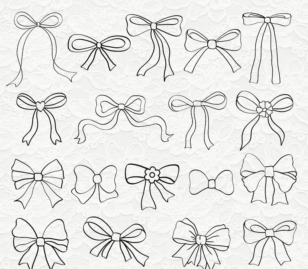 Coquette Bows Svg Bundle -18 Bows Png Designs Vintage Ribbon Svg Long ...