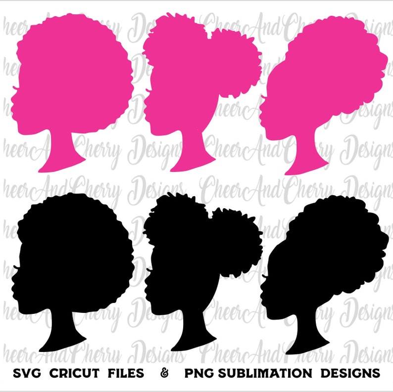 Afro Girl SVG Bundle: Black Woman Silhouette, Cricut & Silhouette ...