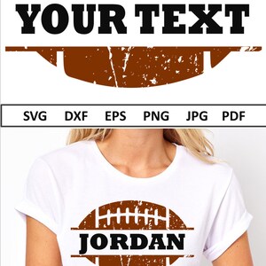 Distressed Football Monogram Svg Split Football Monogram Svg Distressed ...