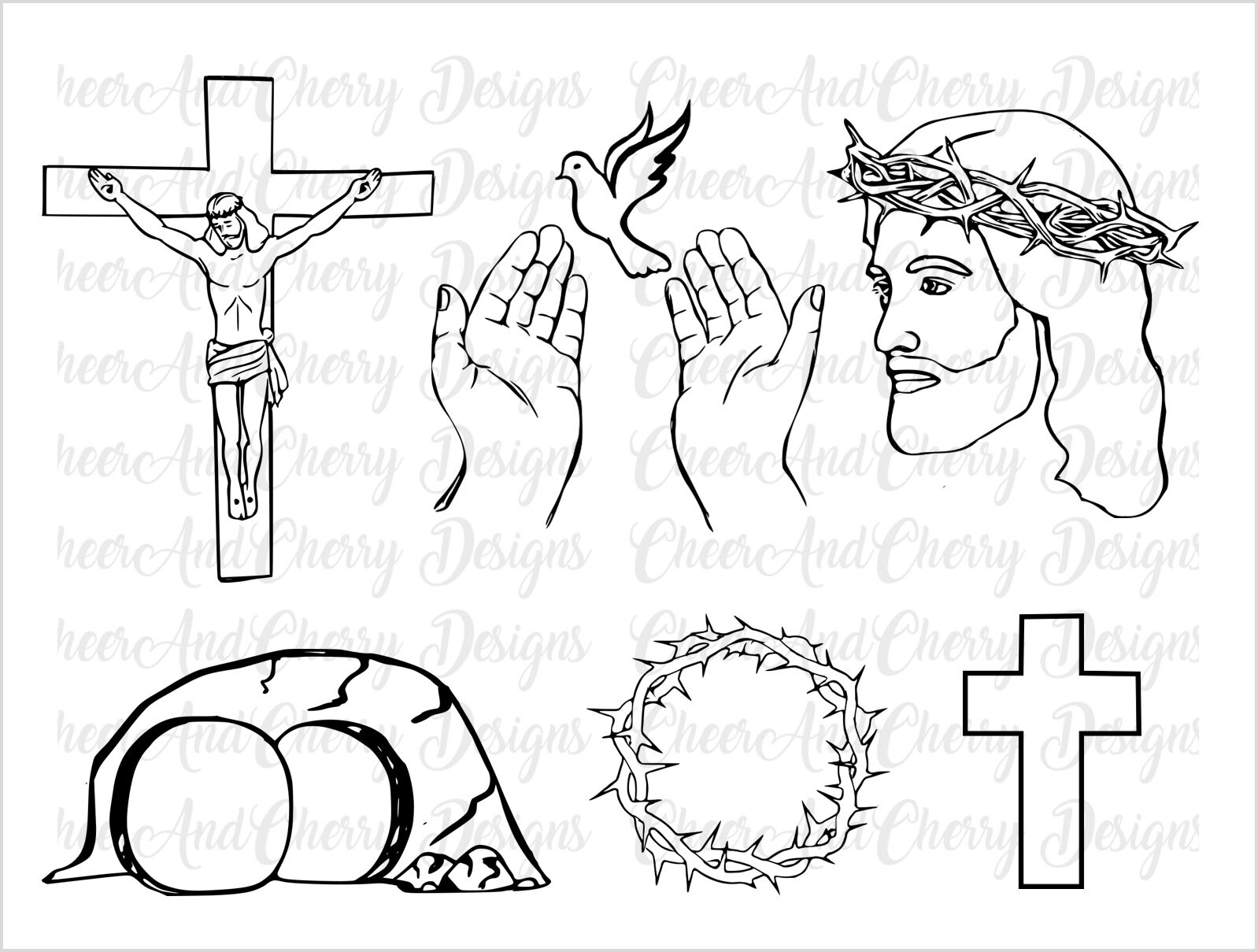 Christian SVG PNG Bundle Easter Svg Files Hand Drawn Jesus - Etsy