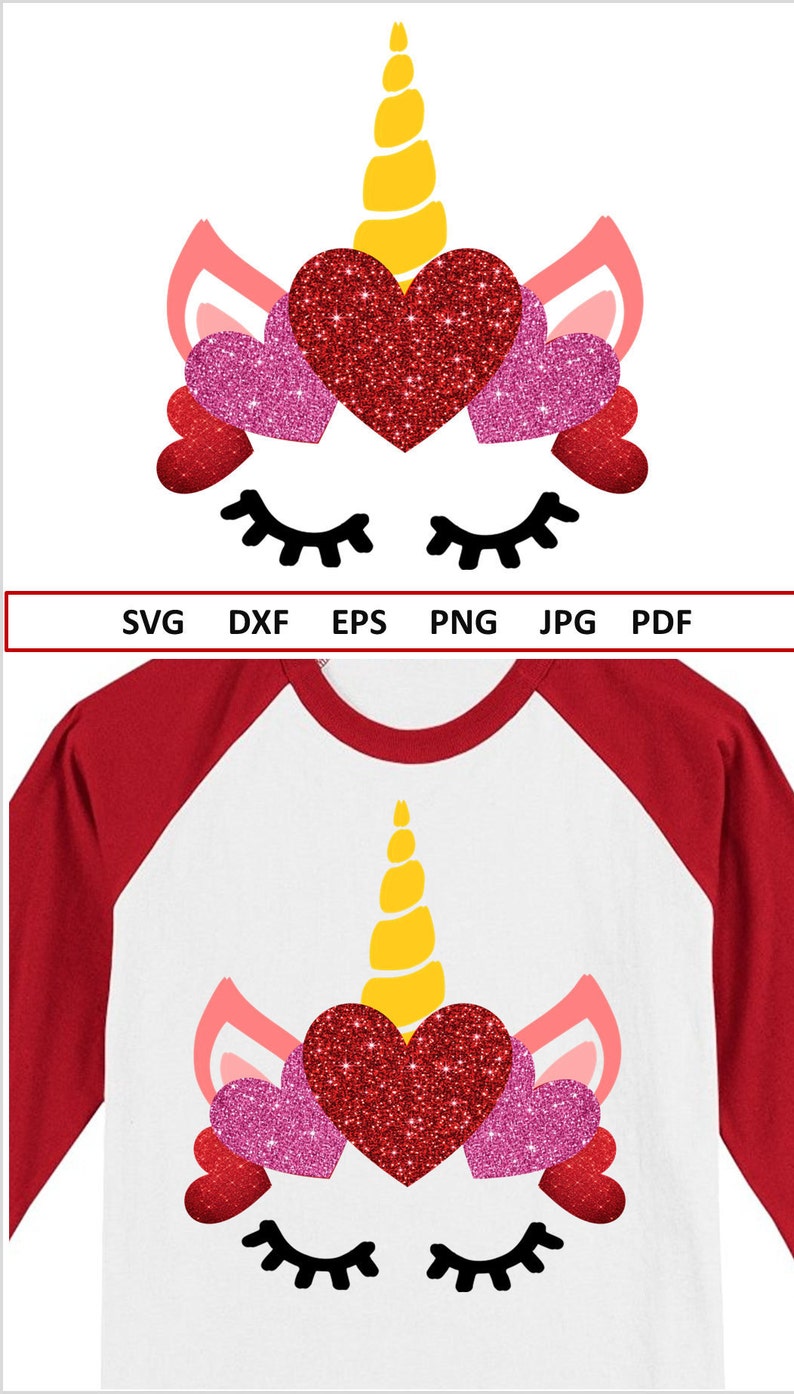 Valentine' Unicorn Svg for Valentines Day Svg Unicorn With Hearts Svg ...
