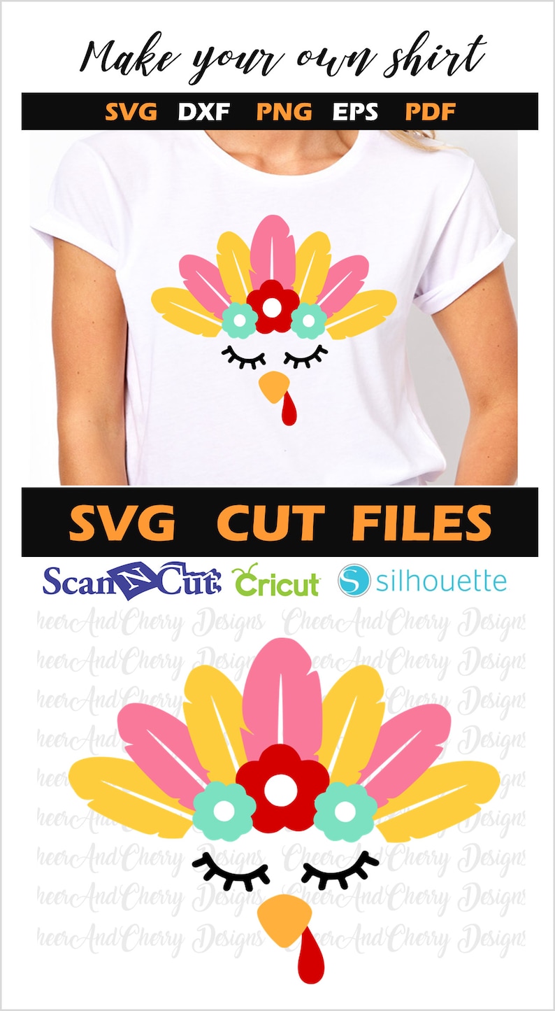 Girl Turkey Face SVG for Thanksgiving SVG Turkey Svg File for - Etsy