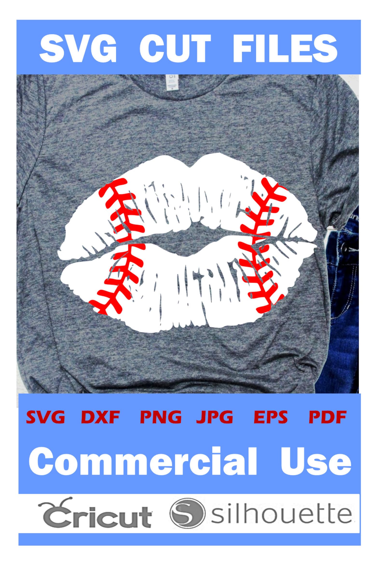 Distressed Baseball Lips SVG Grunge Kiss Baseball Stitches | Etsy