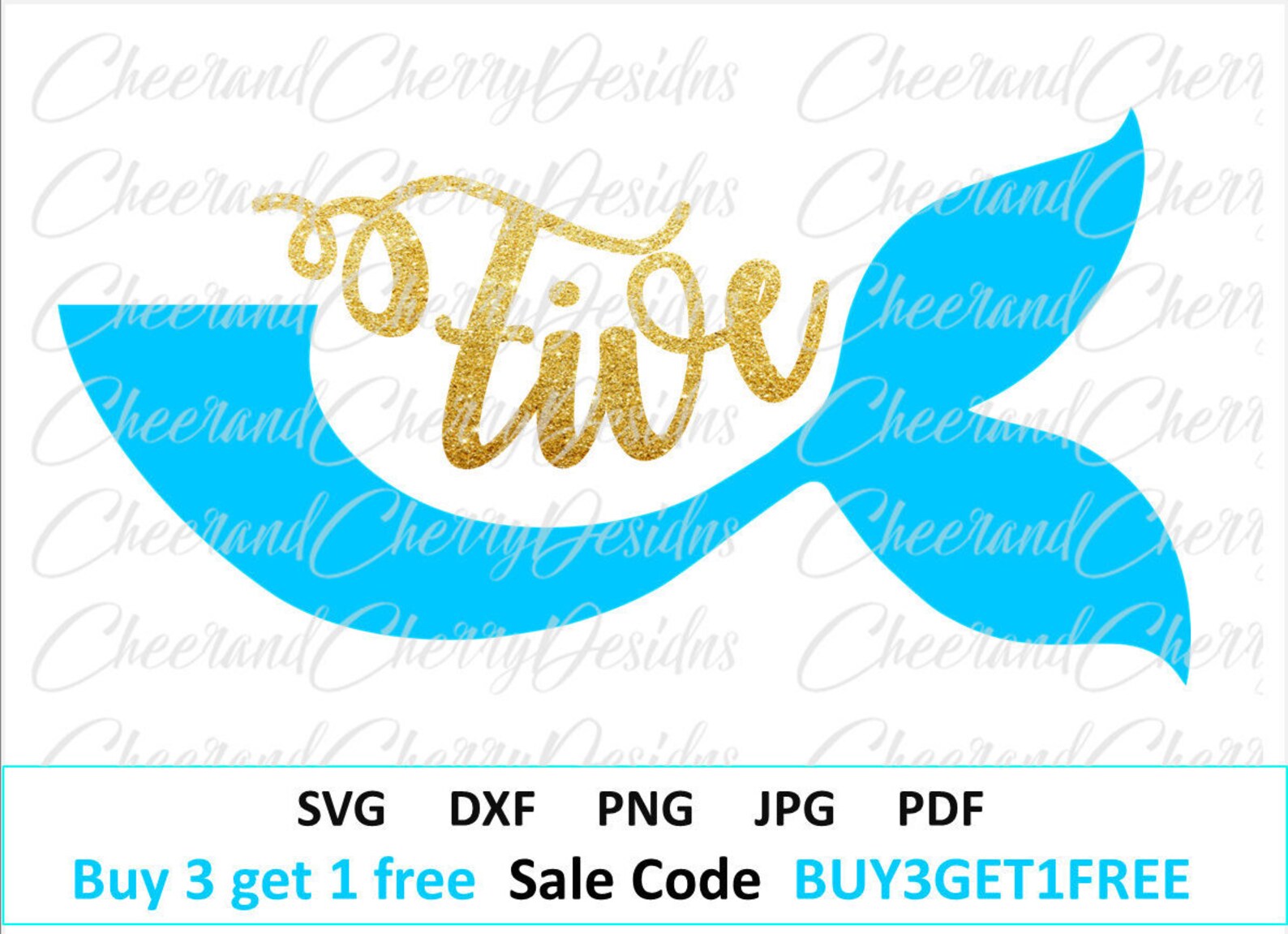 Five Svg File for Silhouette Mermaid Birthday SVG Ocean Svg - Etsy
