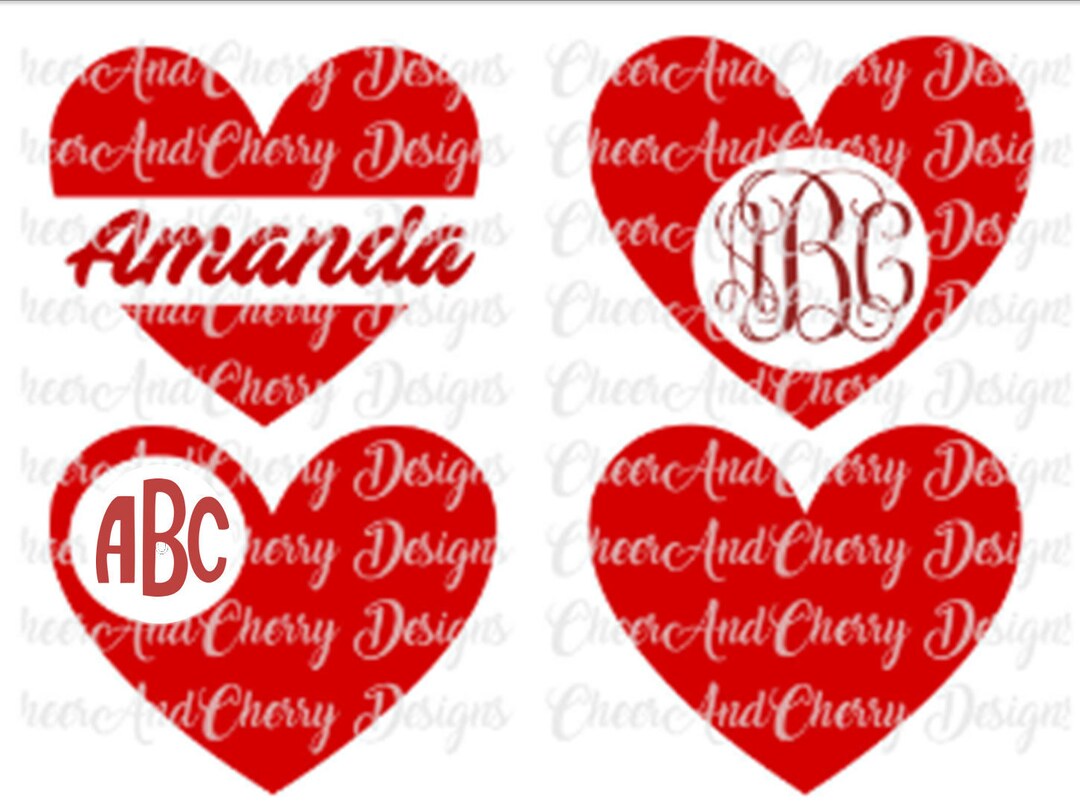 Heart Monogram Svg, Valentines Day Svg Files for Cricut Silhouette, Tee ...