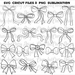 Coquette Bows Svg Bundle -18 Bows Png Designs Vintage Ribbon Svg Long ...